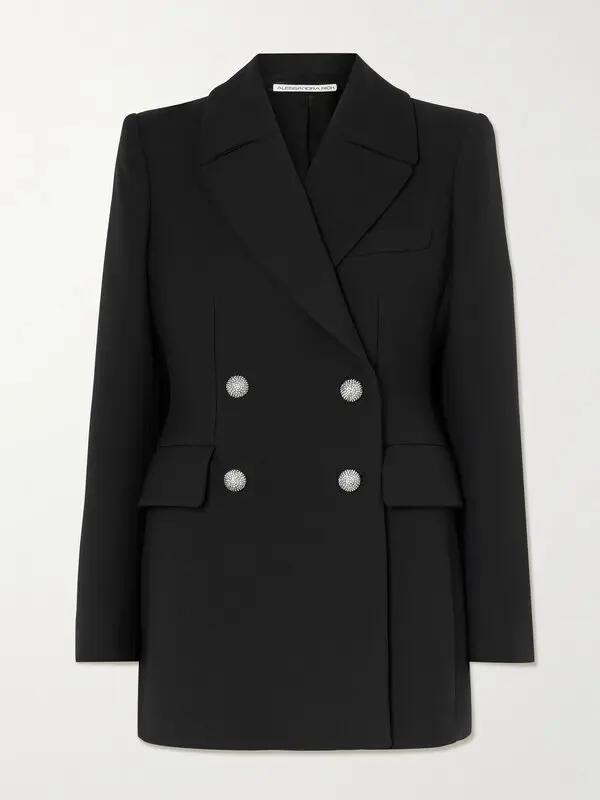 Alessandra Rich Double-breasted Wool Blazer With Peak Lapels