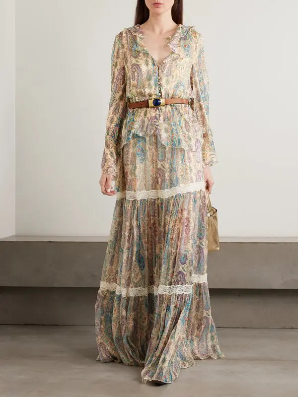 Etro Ruffled Paisley-print Silk-chiffon Peplum Blouse - Multi