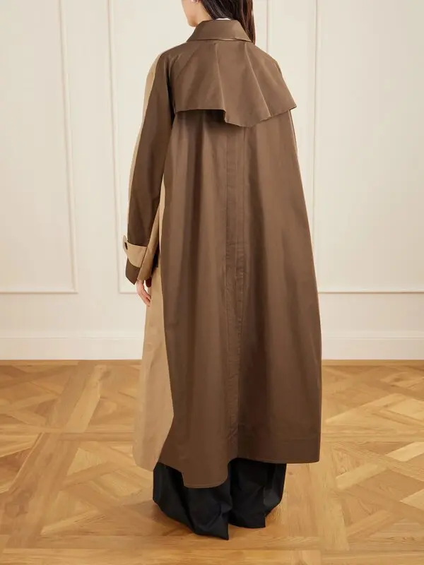 Sacai Belted Two-tone Gabardine Trench Coat