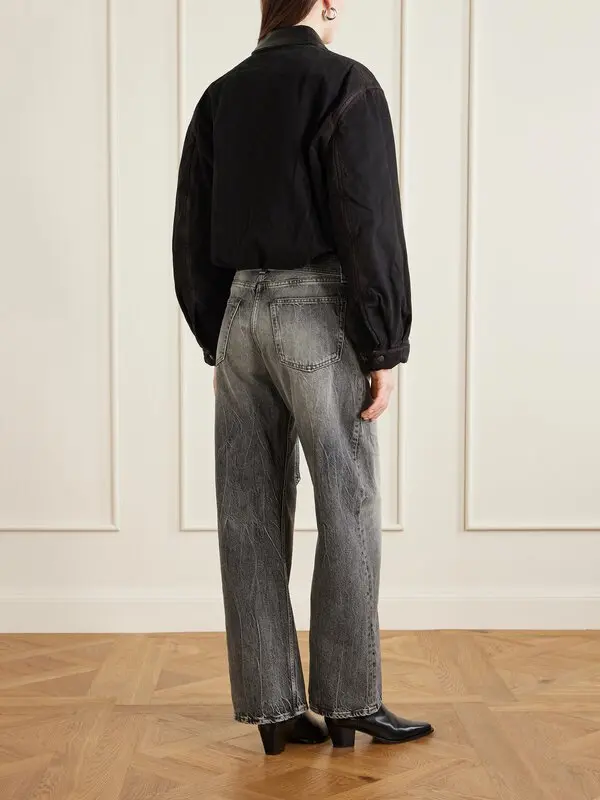 Acne Studios Appliquéd Leather-trimmed Cotton-twill Jacket - Brown