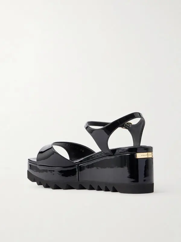 Stella McCartney Elyse Patent Platform Sandals - Black