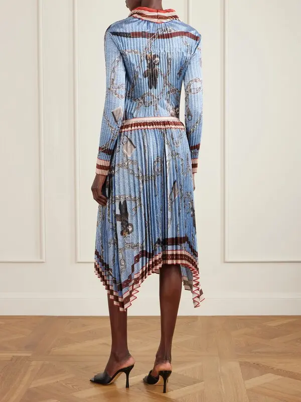 Acne Studios Pleated Printed Satin Midi Skirt