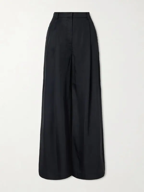 THE FRANKIE SHOP Marfa Pleated Twill Wide-leg Trousers