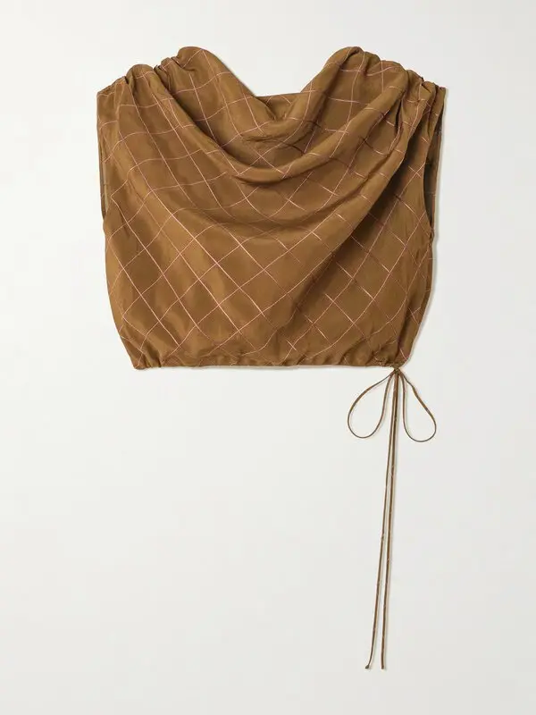 KALLMEYER Naia Checked Draped Voile Top