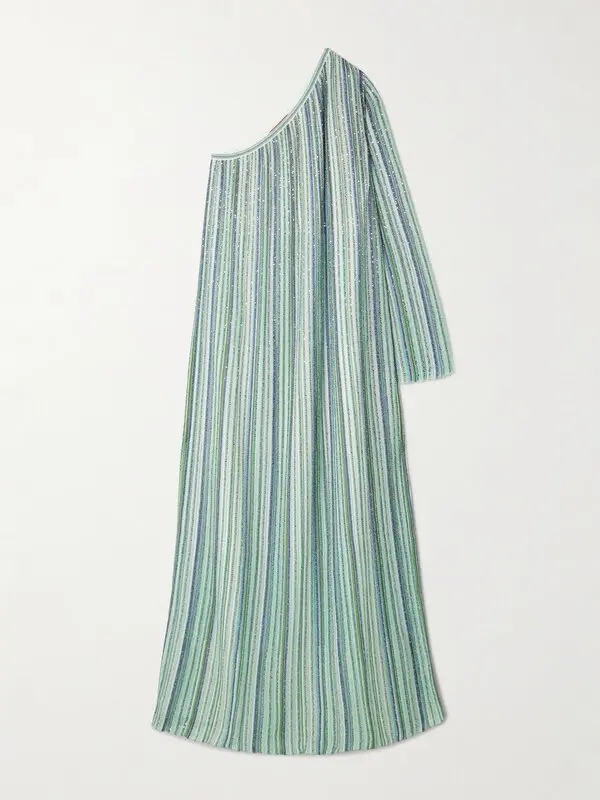 Missoni Sequin-trimmed Striped Crochet-knit Maxi Dress - Blue