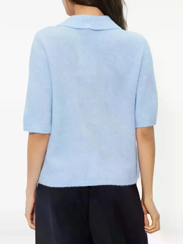 GESTUZ Collared Short Sleeve Top - Blue