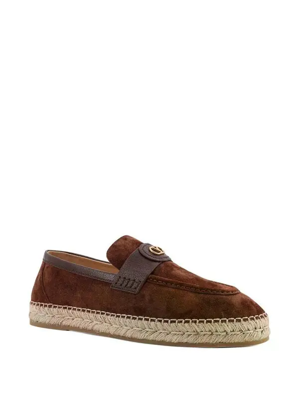 Valentino Garavani Logo-plaque Flat Espadrilles - Brown