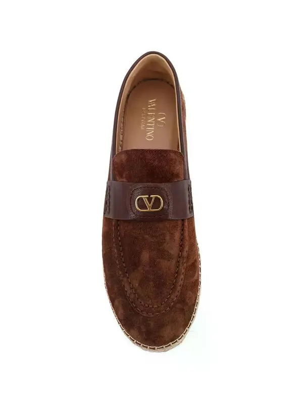 Valentino Garavani Logo-plaque Flat Espadrilles - Brown