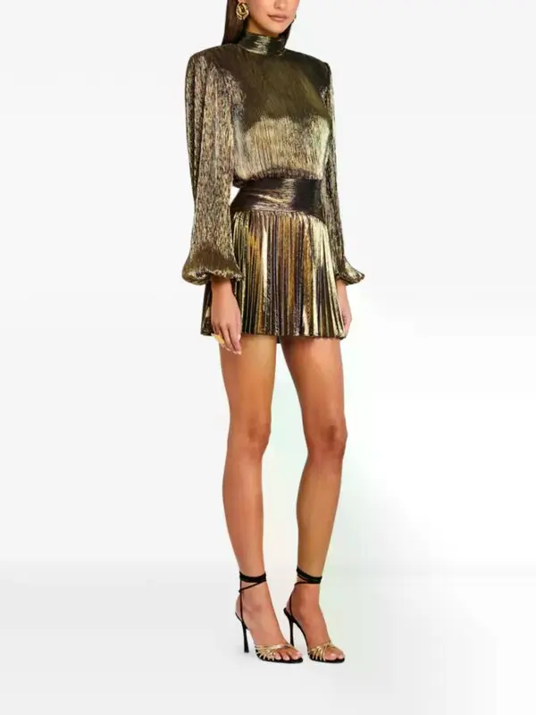Retrofete Pleated High-neck Dress