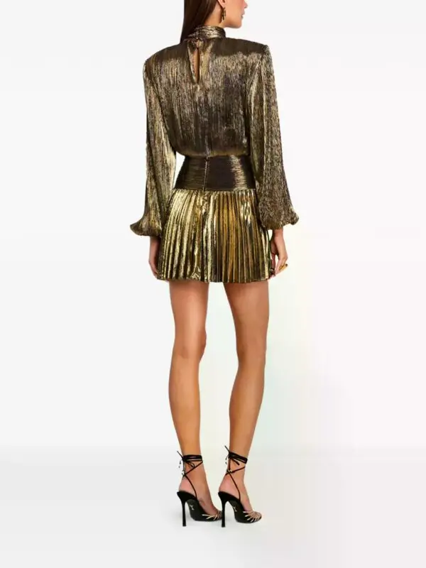 Retrofete Pleated High-neck Dress