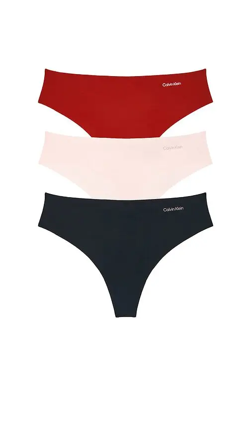 Calvin Klein Thong 3 Packs In Red,black - Black  Nymphs Thigh  & Red Stamp