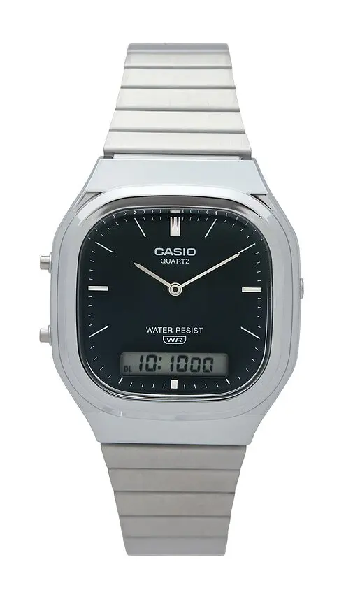Casio Aq240 Series Watch - Silver & Green