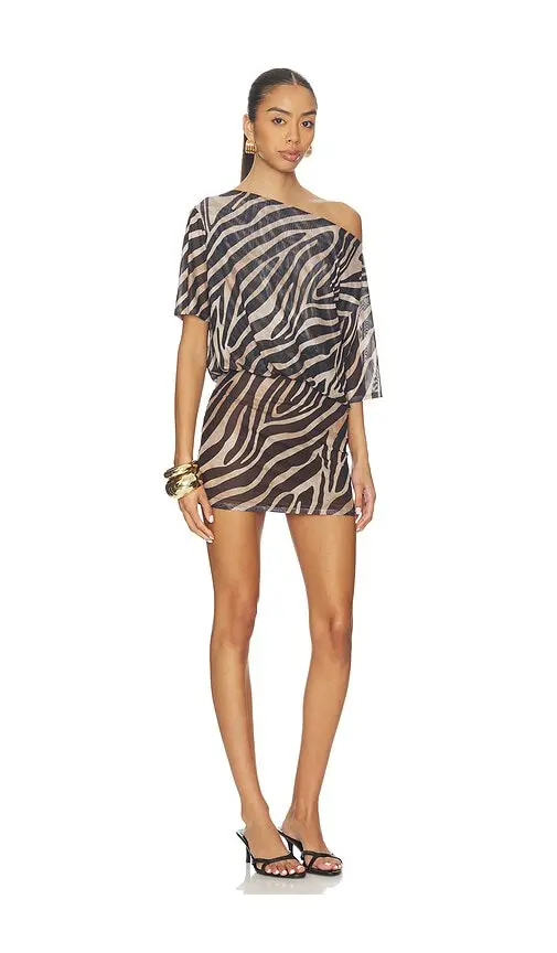 Superdown One-shoulder Print Mini Dress
