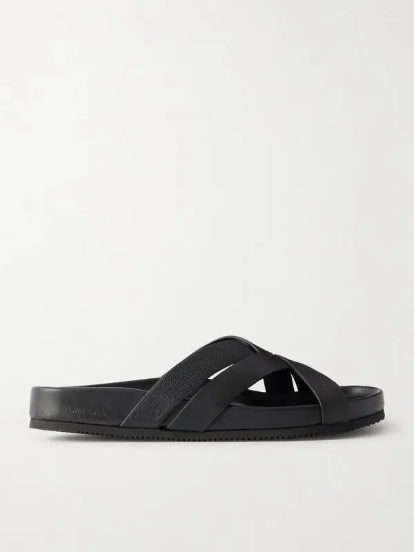 TOM FORD Woven Leather Sandals - Black