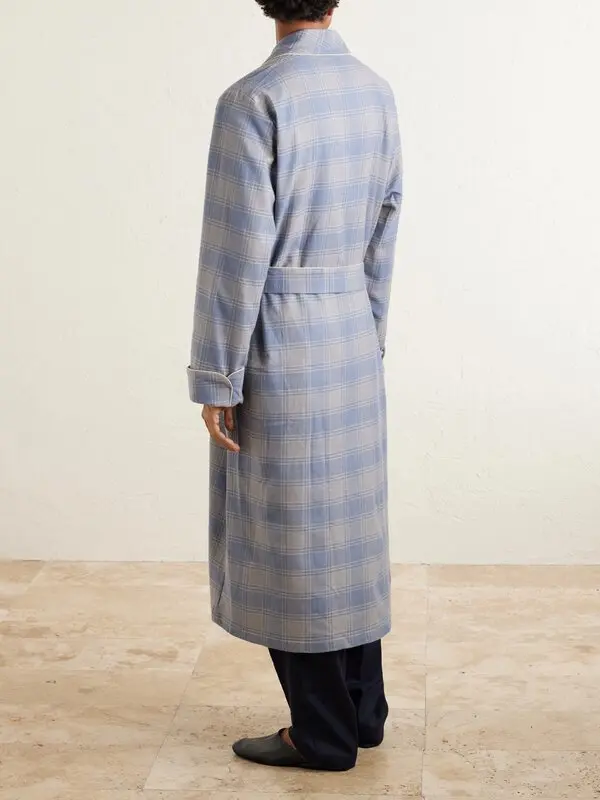 Derek Rose Kelburn 52 Belted Checked Cotton Robe