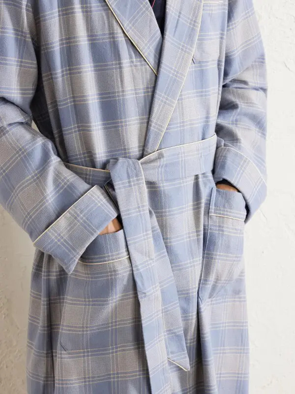 Derek Rose Kelburn 52 Belted Checked Cotton Robe