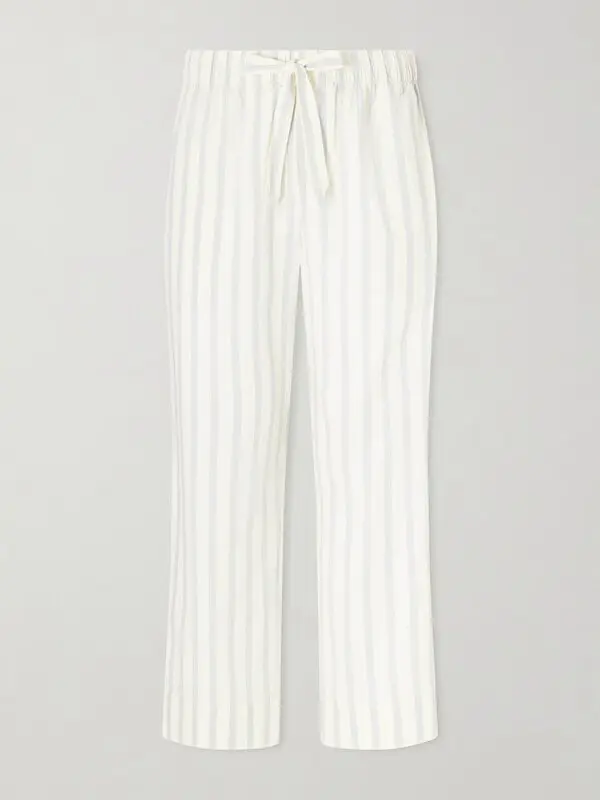 TEKLA Straight-leg Striped Organic Cotton-poplin Pyjama Trousers - Neutrals