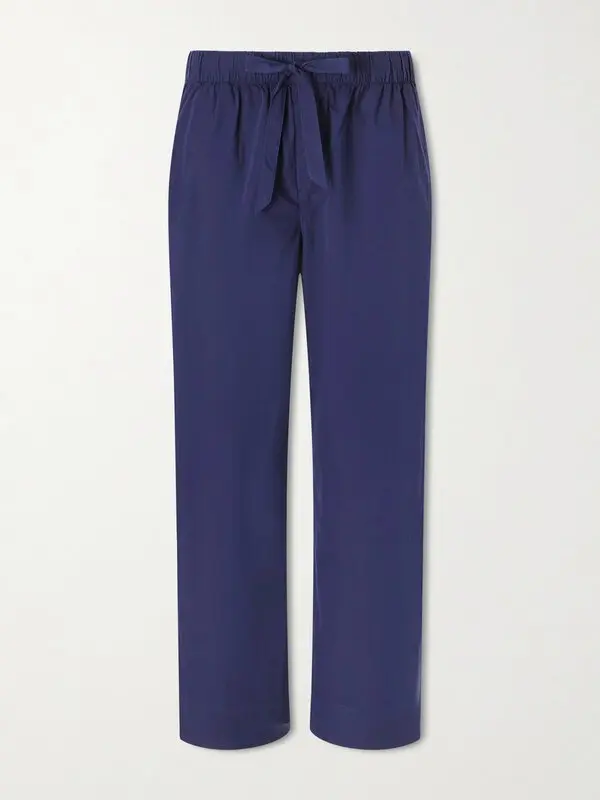 TEKLA Straight-leg Organic Cotton-poplin Pyjama Trousers - Blue