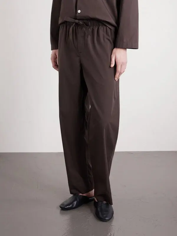 TEKLA Organic Cotton-poplin Pyjamas - Brown