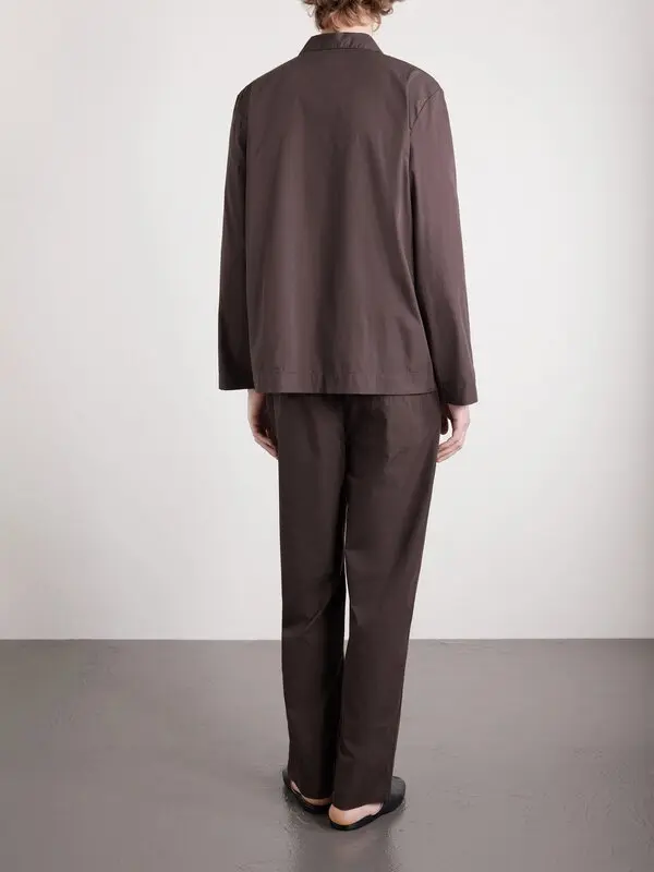 TEKLA Organic Cotton-poplin Pyjamas - Brown