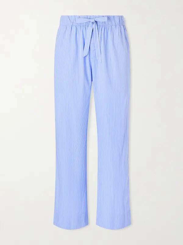 TEKLA Striped Organic Cotton-poplin Pyjama Trousers - Blue