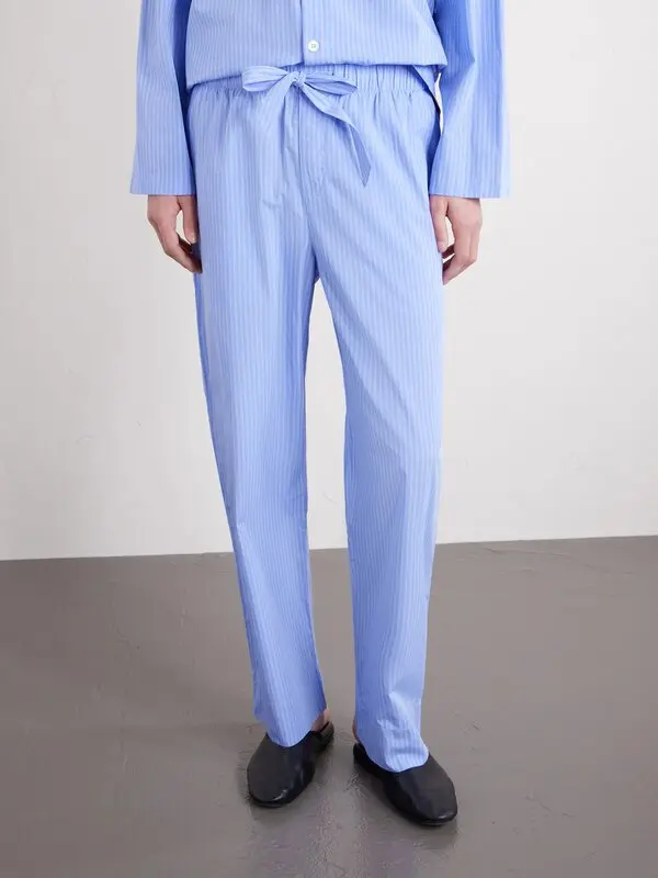 TEKLA Striped Organic Cotton-poplin Pyjamas Set - Blue
