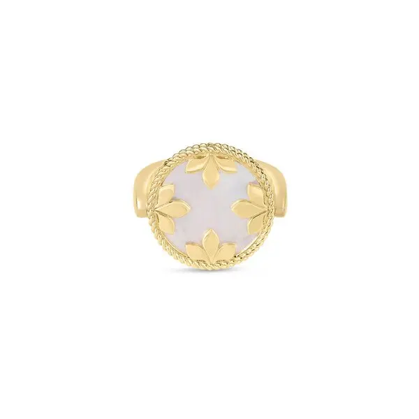 Roberto Coin 18k Yellow Gold Venetian Medallions Medium Reversible Ring - White