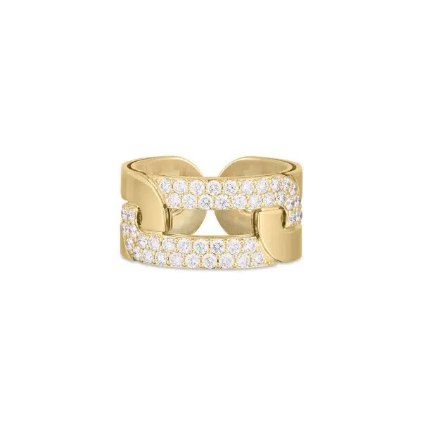 Roberto Coin 18k Yellow Gold Navarra Diamond Link Ring - Yg