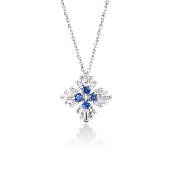 Roberto Coin 18k White Gold Diamond And Sapphire Necklace - Blue
