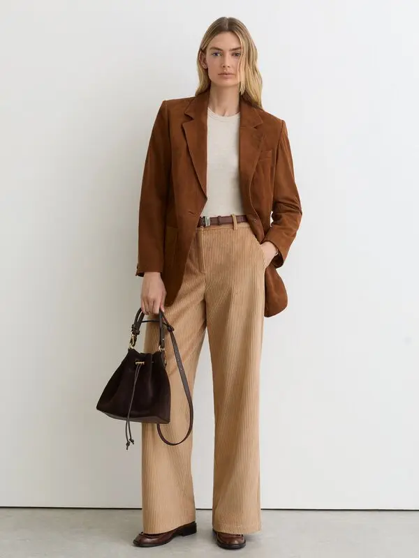 REISS Stanton Cotton Corduroy Wide-leg Trousers - Camel