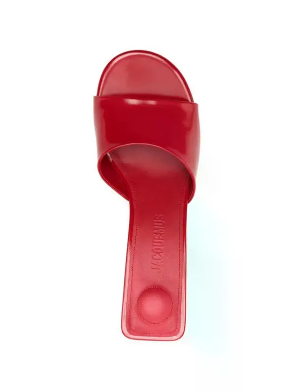 Jacquemus Cubisto Glazed Spazzolato Leather Heeled Sandals - Red