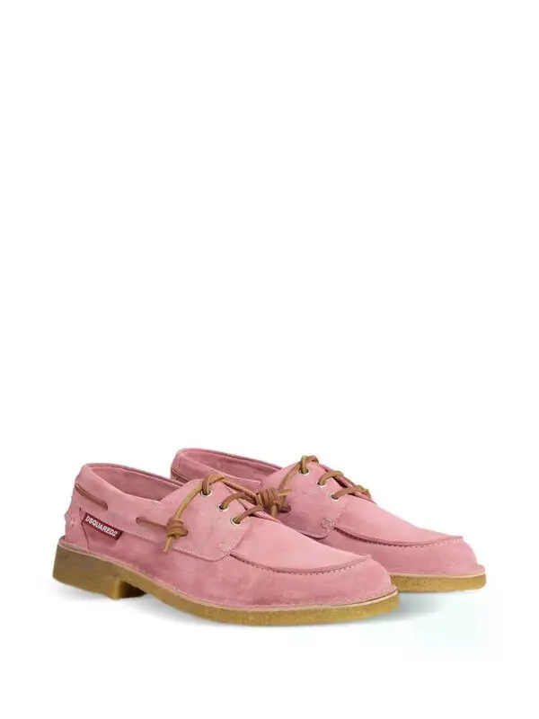 Dsquared2 Suede And Leather Laced Boat Shoes - Pink