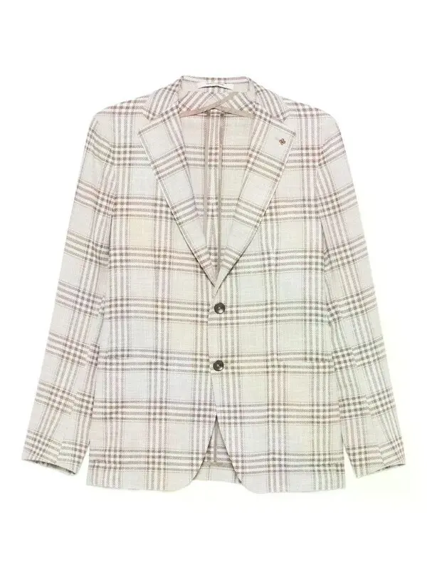 Tagliatore Checked Single-breasted Blazer - Neutrals