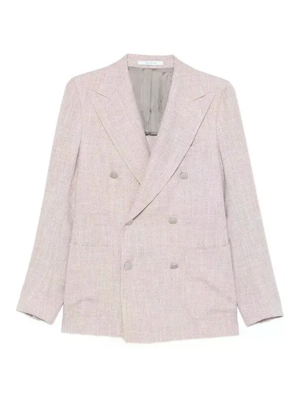 Tagliatore Double-breasted Herringbone Blazer - Pink