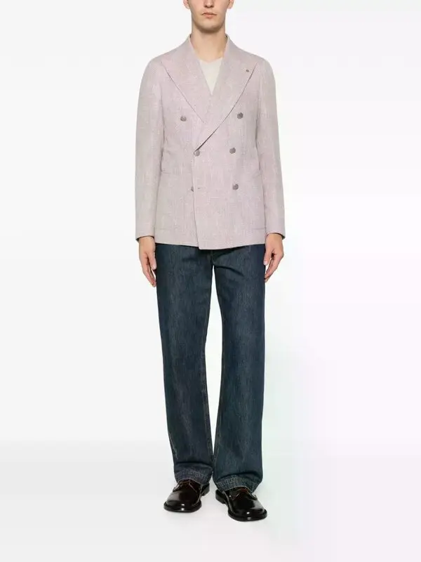 Tagliatore Double-breasted Herringbone Blazer - Pink