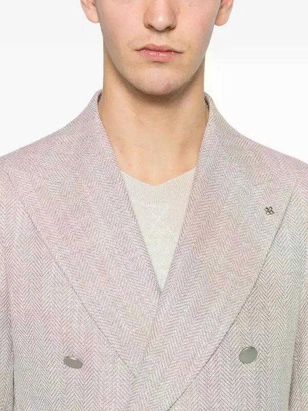Tagliatore Double-breasted Herringbone Blazer - Pink