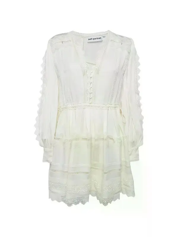 SELF-PORTRAIT Lace-trimmed Buttoned Dress