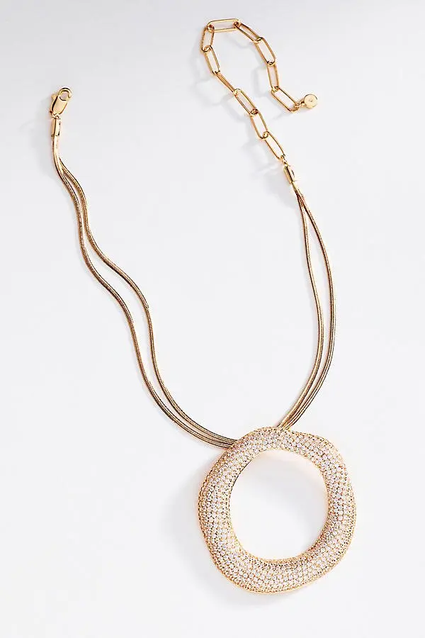 Ettika Open Circle Pavé Necklace - Gold