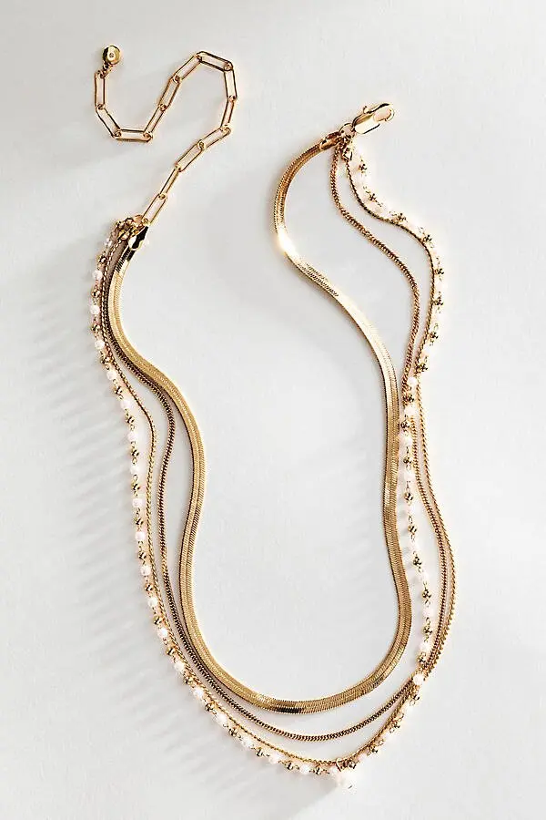 Ettika Pearl Layered Necklace - Gold