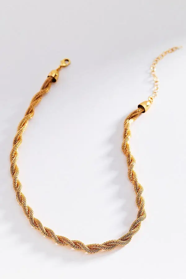 Anthropologie Textured Chain Statement Necklace - Gold