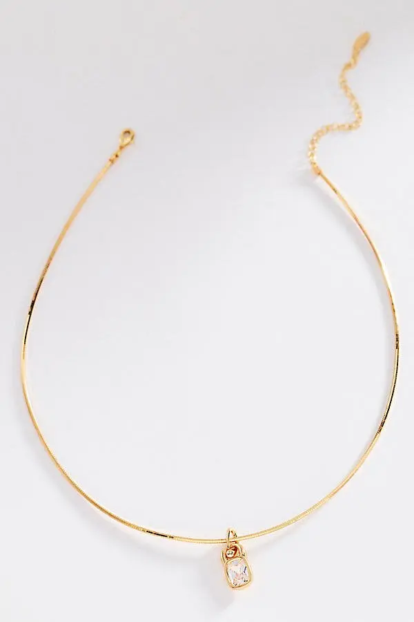 Anthropologie Crystal Drop Pendant Necklace - Gold