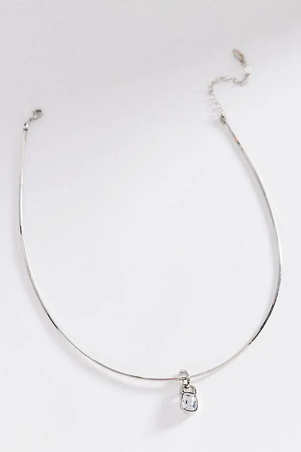 Anthropologie Crystal Drop Pendant Necklace - Silver