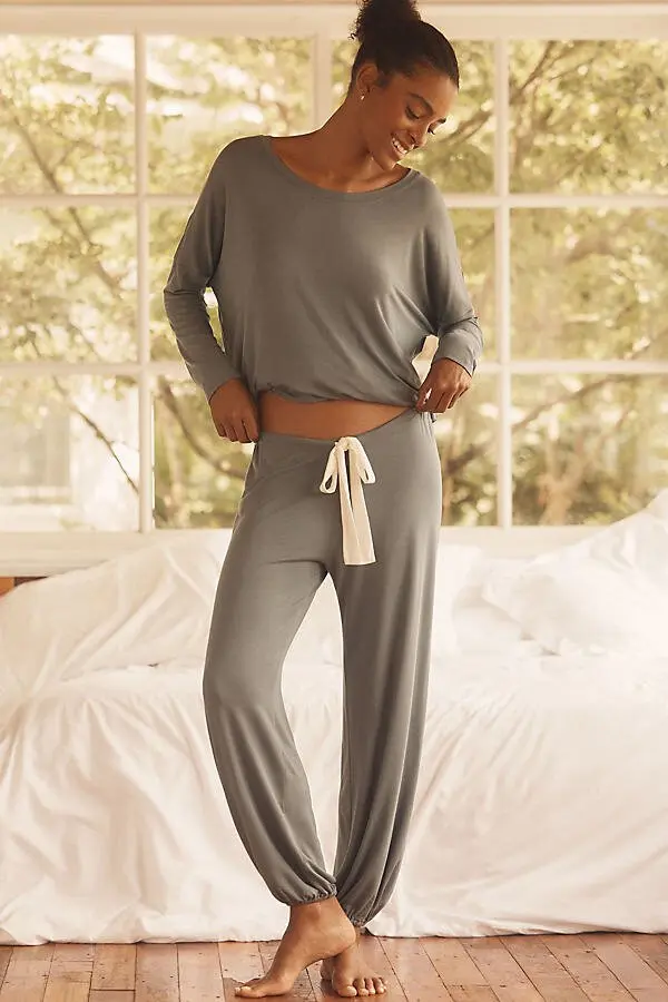 Eberjey Long-sleeve Slouchy Pj Set - Slate
