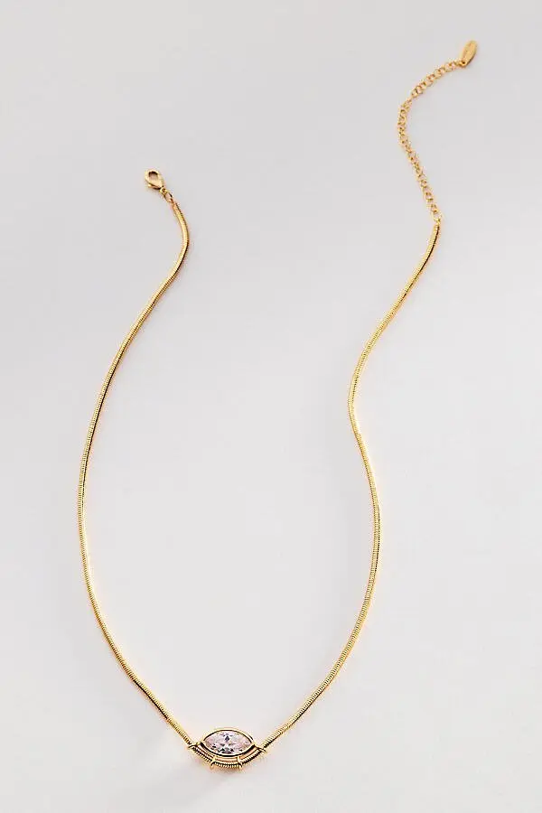 Anthropologie Teardrop Crystal Necklace - Gold