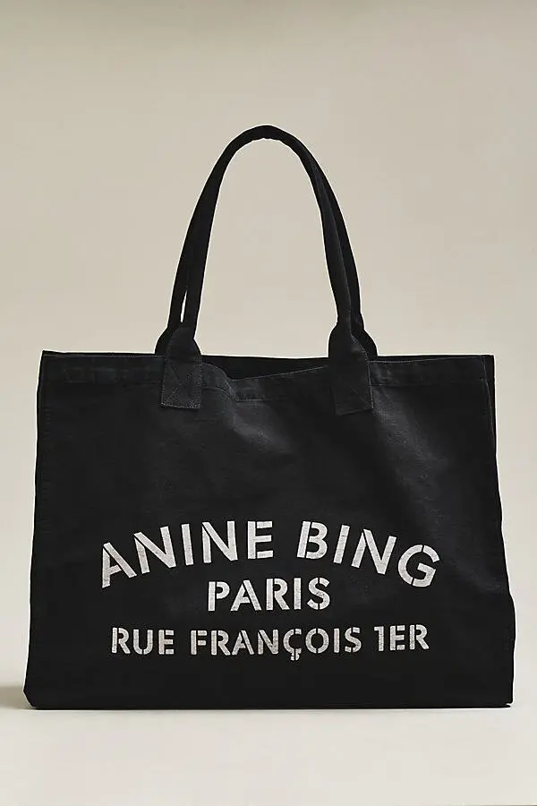 ANINE BING Leo Canvas Tote Bag - Black