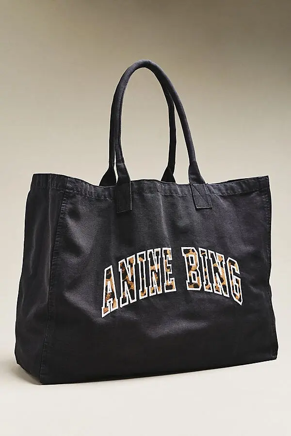 ANINE BING Leo Canvas Tote Bag - Blackened