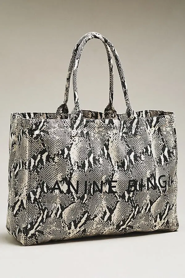 ANINE BING Leo Canvas Tote Bag - Python
