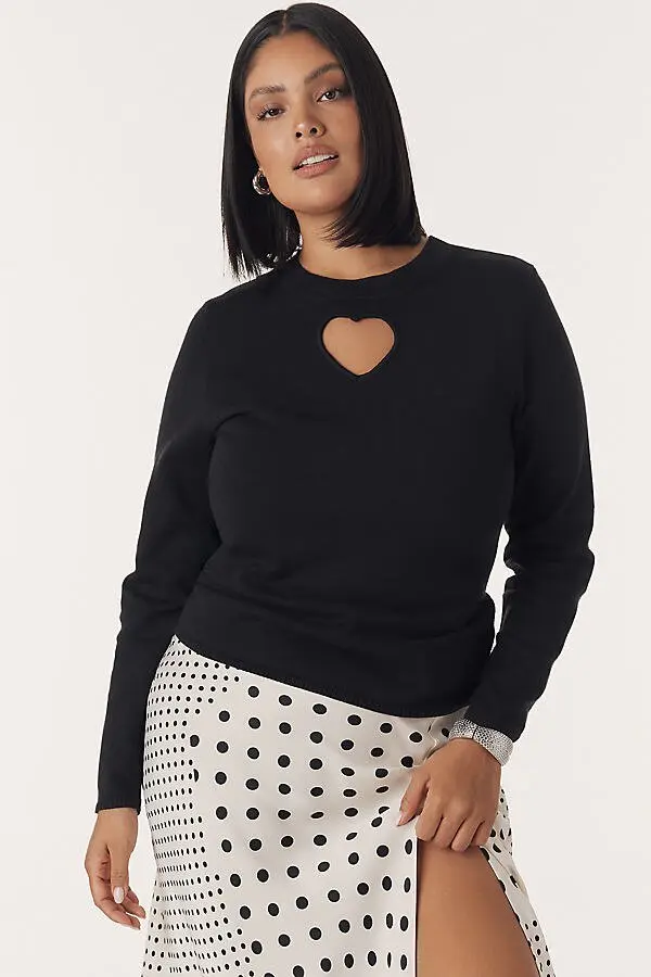 ELOQUII Heart Cutout Pullover Sweater