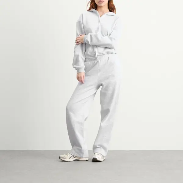 SKIMS Cotton Fleece Zip Up Hoodie - Light Heather Grey