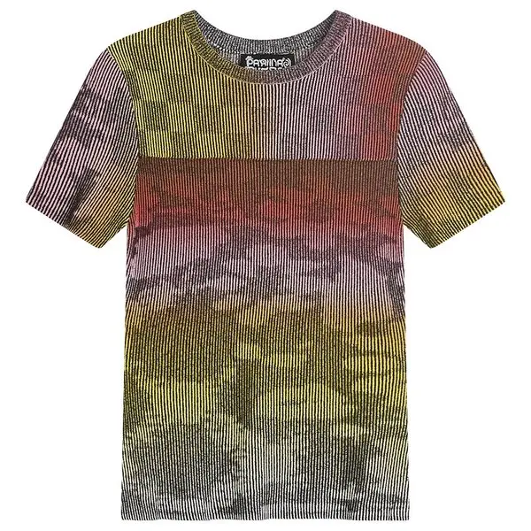 PAOLINA RUSSO Illusion Knit Cap Sleeve T-shirt - Rainbow